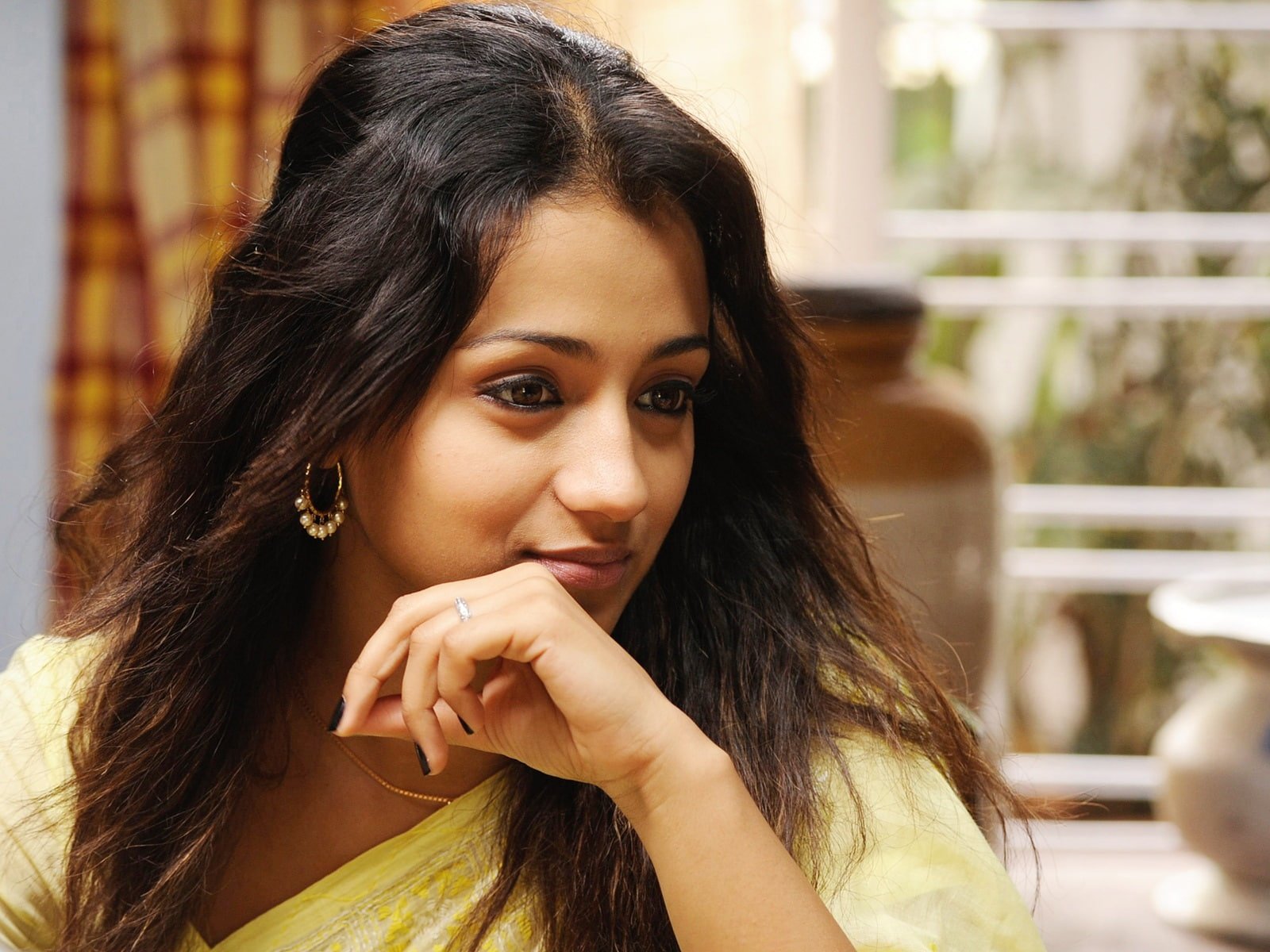 Actress Trisha portrait hair beauty long hairstyle wallpapersbin